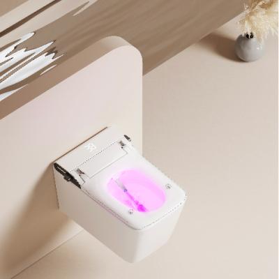 China Modern Smart Toilet with Wall-Mounted Design and Remote Control for Intelligent Bathroom Seat Heating and P-Trap for sale