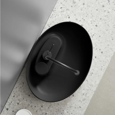 China Modern Light Luxury Round Ceramic Hand Washing Sink Customized White Black Matte Lavatory Bathroom Basin for sale