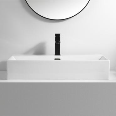 China Rectangle Wall Mount or Counter top Ceramic Washing Bathroom Lavatory Sink for sale