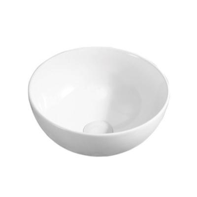 China ALLWELL Matte White Round Shape Porcelain Handmade Countertop Art Sink Bathroom Ceramic Wash Basin for Home Hotel for sale