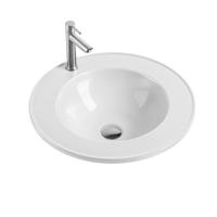 China Modern Easy Clean Porcelain White Handmade Ceramic Counter Mounted Sink Bowl Bathroom Wash Basin Single Hole Tap Single for sale