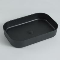 China Counter top Mounted Melamine Basin Matt Black Color Super Thin Edge Bathroom Sink Rectangular Art Hand Wash Basin for sale