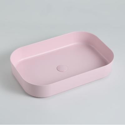 China Wholesale Color Vessel Basin Counter Top Wash Basin Bathroom Melamine Lavabo Basin in pink for sale