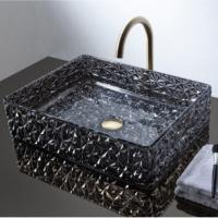 China Modern Luxury Crystal Glass Sink 5.0 Review Colorful Diamond Vessel Art Tempered Glass Wash Basin for Hotels Drainer Bathroom for sale