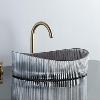 China Customized Colors Glass Counter Top Sinks Crystal Basin Bathroom Wash Basin for sale