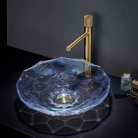 China Crystal Glass Transparent Wash Basin Countertop Art Hotel Bathroom for sale