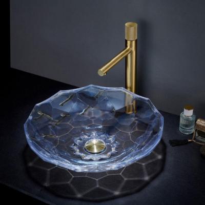 China Crystal Glass Transparent Wash Basin Countertop Art Hotel Bathroom for sale