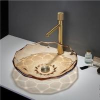 China Above Counter Round Bowel Crystal Tempered Glass Vessel Sinks Hand Wash Basin for Bathroom for sale
