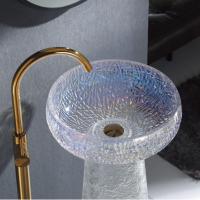 China Marble China Wholesale Sanitary Ware Popular Crystal Vanity Color Glass Bowl Bathroom Wash Basin Sink for sale