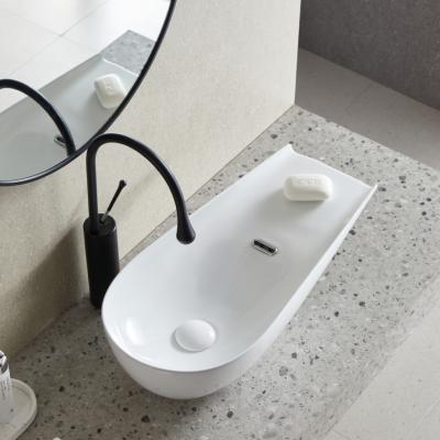 China Chaozhou Sanitary Ware Bathroom Cloakroom Solid Surface Basin Sink Ceramic Vessel Sinks Counter Top Washbasin for sale