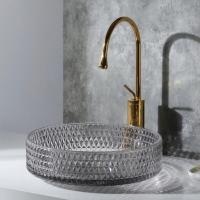 China Modern Round Bathroom Black Electroplate Crystal Glass Sink Basins for sale