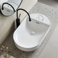 China China New Modern Unique Design Glossy White Ceramic Counter Top Art Hand Wash Basin Sanitary Ware Porcelain Bathroom Sink for sale