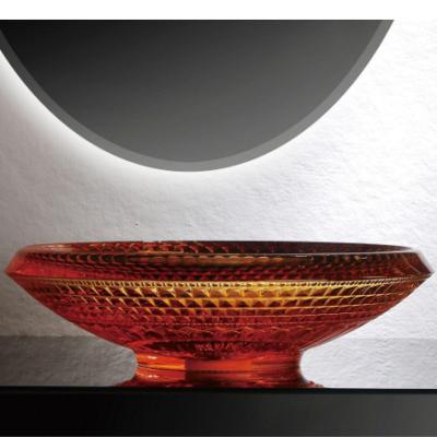 China Tiktok Popular Bathroom Treasure Bowl Sink Black Glacier Blue Colorful Crystal Round Art Tempered Glass Hand Wash Basin for sale