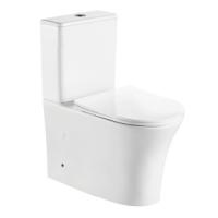 China Dual Flush Toilet Bowl Modern Style Rimless P-Trap Washdown Two-Piece WC Commode with Floor Fixing Screw Made of Ceramic for sale