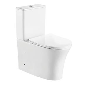 China Dual Flush Toilet Bowl Modern Style Rimless P-Trap Washdown Two-Piece WC Commode with Floor Fixing Screw Made of Ceramic for sale