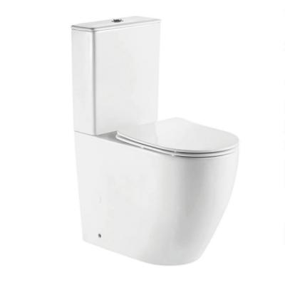 China Europe Close-Coupled 2 Piece Toilet Ceramic Bathroom Toilet Sanitary Ware Rimless Back to Wall Toilet for Bathrooms for sale