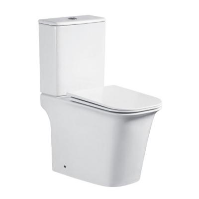China Sanitary Ware Water Closet Wash down Ceramic Bathroom Rimless P Trap Two Piece Toilet for sale