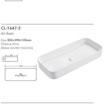 China Sanitarywares Bathroom Above Counter Ceramic Art Basin Matte White Wash Basin Sink for Hotel Apartment Bathroom for sale