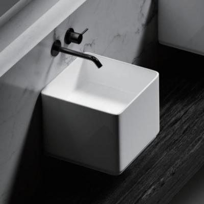 China Wholesale Matte White Wall Hung Designer Bathroom Ceramic Bathroom Sink Wash Basin Solid Surface for sale