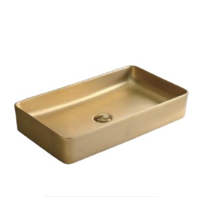 China Electroplated Modern Ceramic Bathroom Sinks Gold Colored Wash Basin Bathroom Cabinet Sink for sale