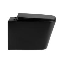 China Modern Matt Black Wall Hung Toilet Set Concealed Tornado Flush with Soft Closing for Hotel Bathrooms for sale