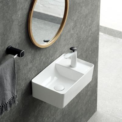 China Rectangle Wash Basin for Bathroom Wall Mount Sink Wall Hung Hand Wash Basin for sale