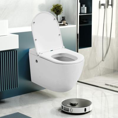 China ALLWELL Modern Style Water Tankless Dual-Flush One-Piece Elongated Toilet Ceramic Floor Mounted P-Trap Drainage for Hotels for sale