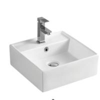 China Modern Hotel Use Durable High Quality Wall Hung Ceramic Sink Rectangular Porcelain Wash Basin For Bathroom Washroom for sale