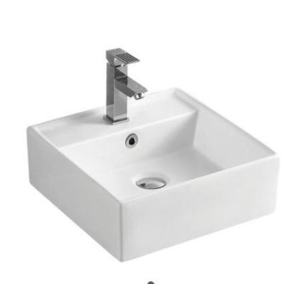 China Modern Hotel Use Durable High Quality Wall Hung Ceramic Sink Rectangular Porcelain Wash Basin For Bathroom Washroom for sale