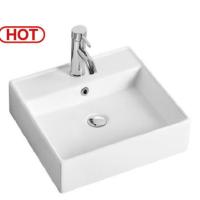 China Popular Design Vessel Hand Wash Bathroom Sinks Porcelain Ceramic Modern Wall Hung Basin For Washroom Hotel for sale
