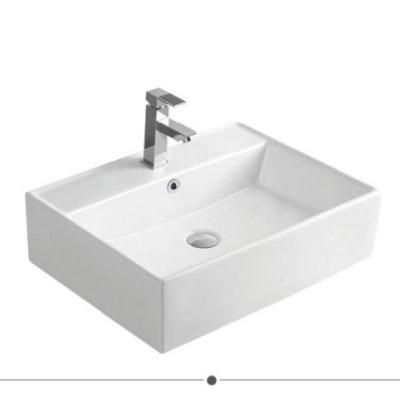 China Popular Modern Design Art Basin Sinks White Ceramic Rectangular Basin For Bathroom Washroom Hotel Toilet for sale