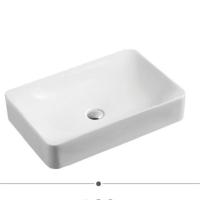 China Modern Design Smooth Surface Ceramic Rectangle Shape Countertop Table Wash Ceramic Basin For Washroom Bathroom Hotel Toilet for sale