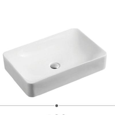 China Modern Design Smooth Surface Ceramic Rectangle Shape Countertop Table Wash Ceramic Basin For Washroom Bathroom Hotel Toilet for sale