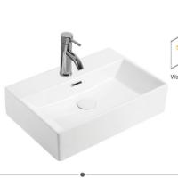 China Modern Design Commercial White Ceramic Basin Polished Wall Hung Sink for Bathroom Washroom Hotel Home for sale