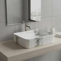 China Modern Easy to Clean Ceramic Basin Bathroom Sink with 600mm x 420mm x 145mm Rectangle Shape for sale