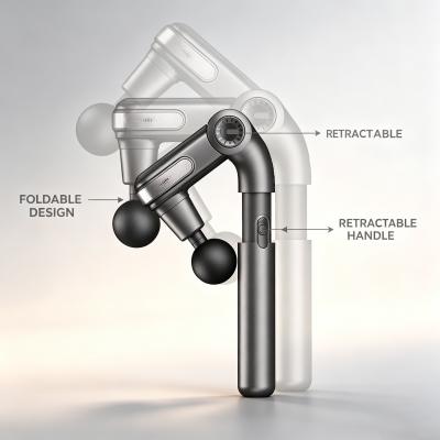China ZN-FM07 Foldable & Extendable Massage Gun - Curved & Stretched Deep Tissue Percussion Massager for Full Body Relief for sale