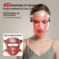 China ZN-CM09 4D Wireless LED Light Therapy Face Mask with Chin Coverage – 5 Wavelengths & Dual Controllers for Home Skin Rejuvenation for sale