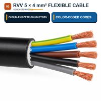 China 5x4mm2 5 Core Flexible Cable Transmission Control PVC Sheathed Stranded Copper Conductor for sale
