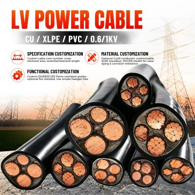 China Copper Conductor Flame Retardant XLPE Cable ZR-YJV 3×95mm²+1×50mm² for Site Power Wiring for sale