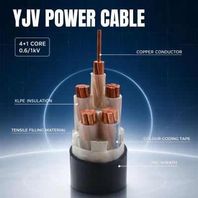 China Heavy Gauge 4+1 Core Cable ZR-YJV 4x240mm²+1x120mm² XLPE Copper Flame Retardant for sale