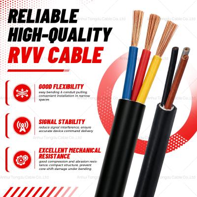 China 0.75mm2 RVV 3 Core Flexible Cable Appliance Power Cord Stranded Ground Wire for sale