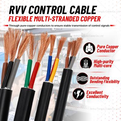 China Grounded 3 Core Flexible Cable AC Circuit RVV 3x2.5mm2 PVC Multi Strand Copper Cable for sale