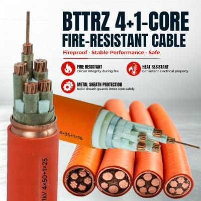 China Fire Resistant Cable BTTRZ 4x50mm²+1x25mm² Mineral Insulated 0.6/1kV for sale