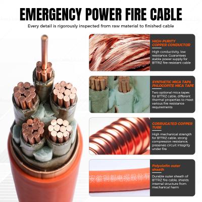 China 4+1 Core Fire Resistant Cable 120mm2+1x95mm2 BTTRZ Fire Substation Cable for sale