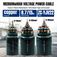 China Armored XLPE High Voltage Power Cable 3 Core 25mm2 YJV22 Underground Power Cable for sale