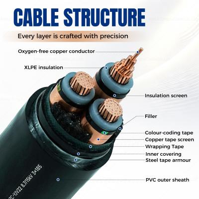 China 3 Core Armored MV Cable YJV22 3x50mm² 8.7/10kV 8.7/15kV XLPE Power Cable for sale