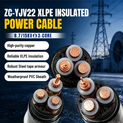 China Giant MV Cable YJV22 3x400mm² 8.7/15kV Armored XLPE Power Cable for sale