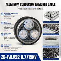 China Aluminum Conductor XLPE Cable 3 Core 25mm² YJLV22 8.7/10kV Armored for sale