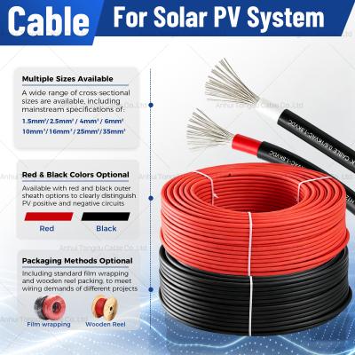 China DC Solar Wire 6.0mm² PV1-F TUV UV Resistant Photovoltaic Cable PV String Main Cable for sale