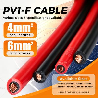 China PV1-F 6.0mm² TUV 1500V DC Solar Cable UV Resistant Weatherproof PV Wire for sale